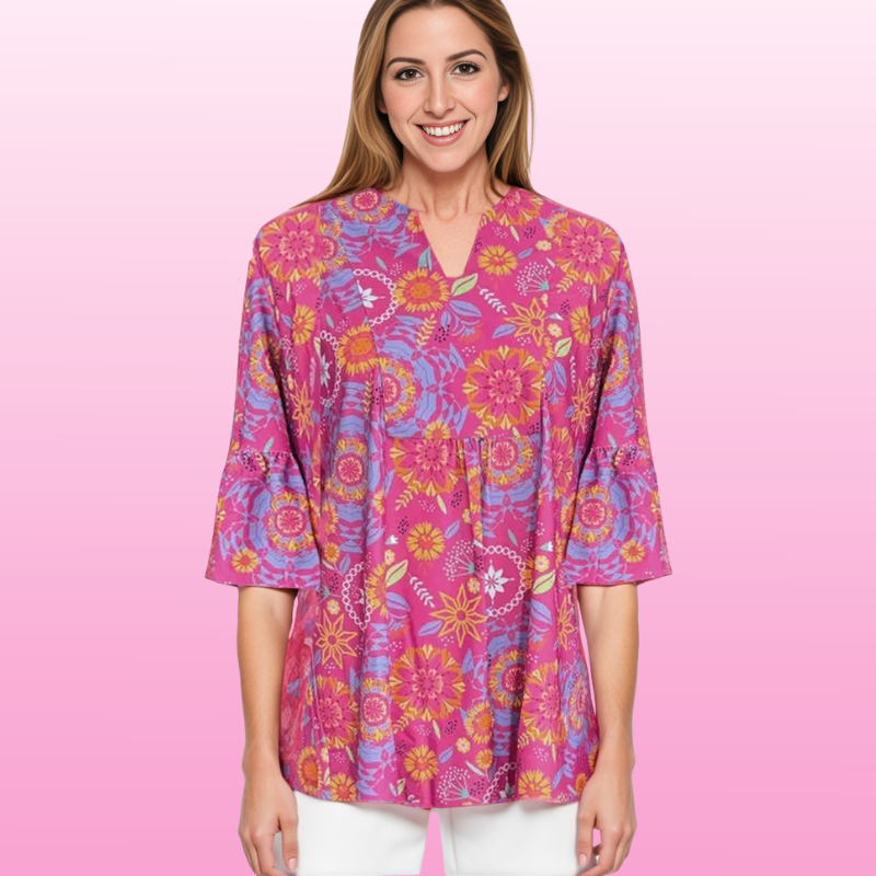 New Canaan Tunic Top in Wild Wild Wildflowers – Katherine Way